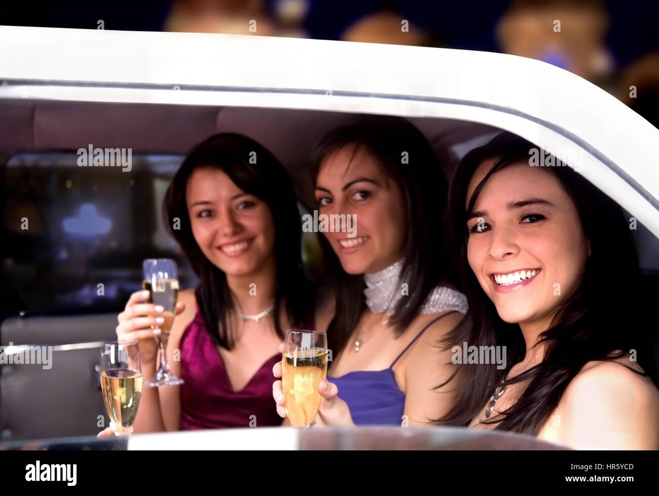 girls drinking in a night out in a limousine Stock Photo - Alamy