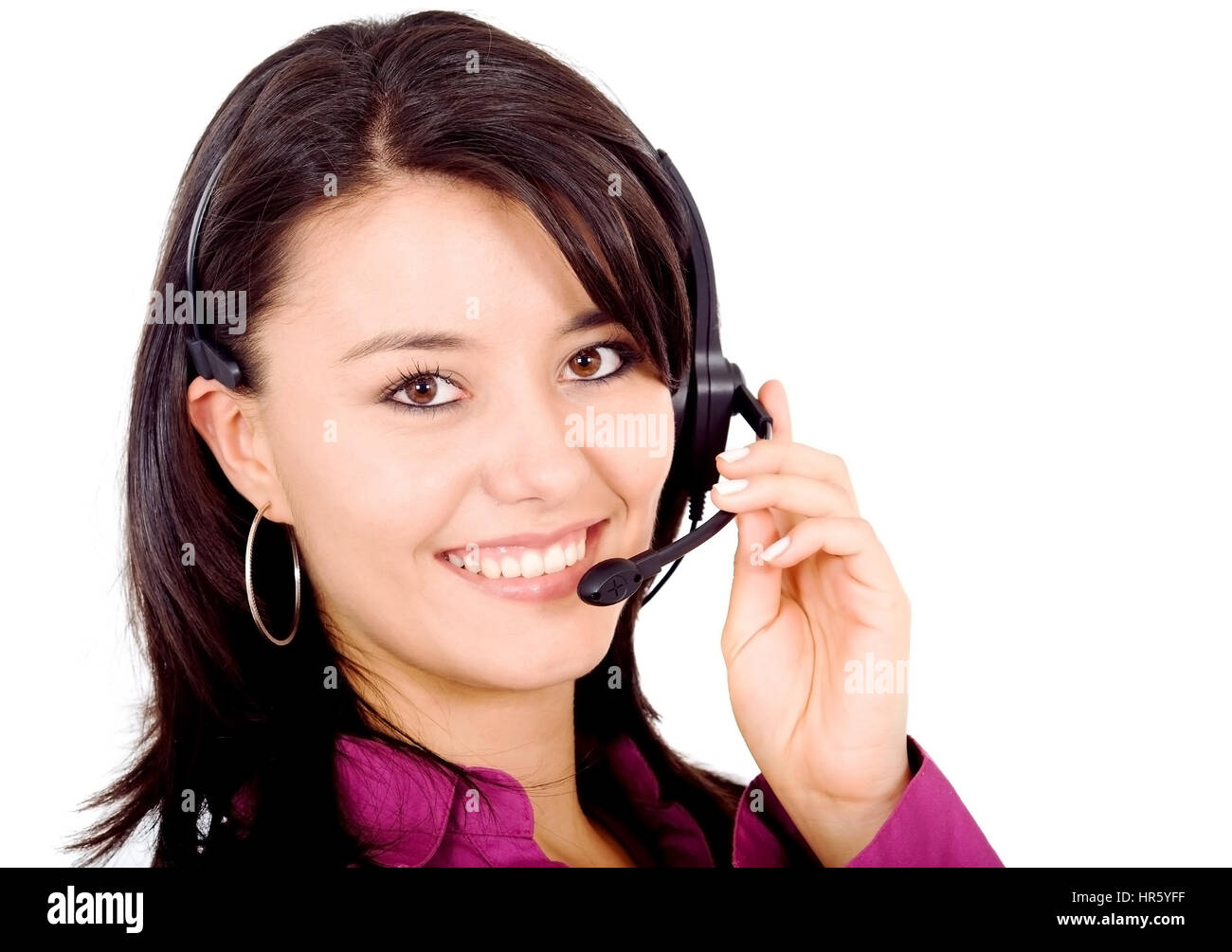 customer service help and support friendly girl isolated over a white ...