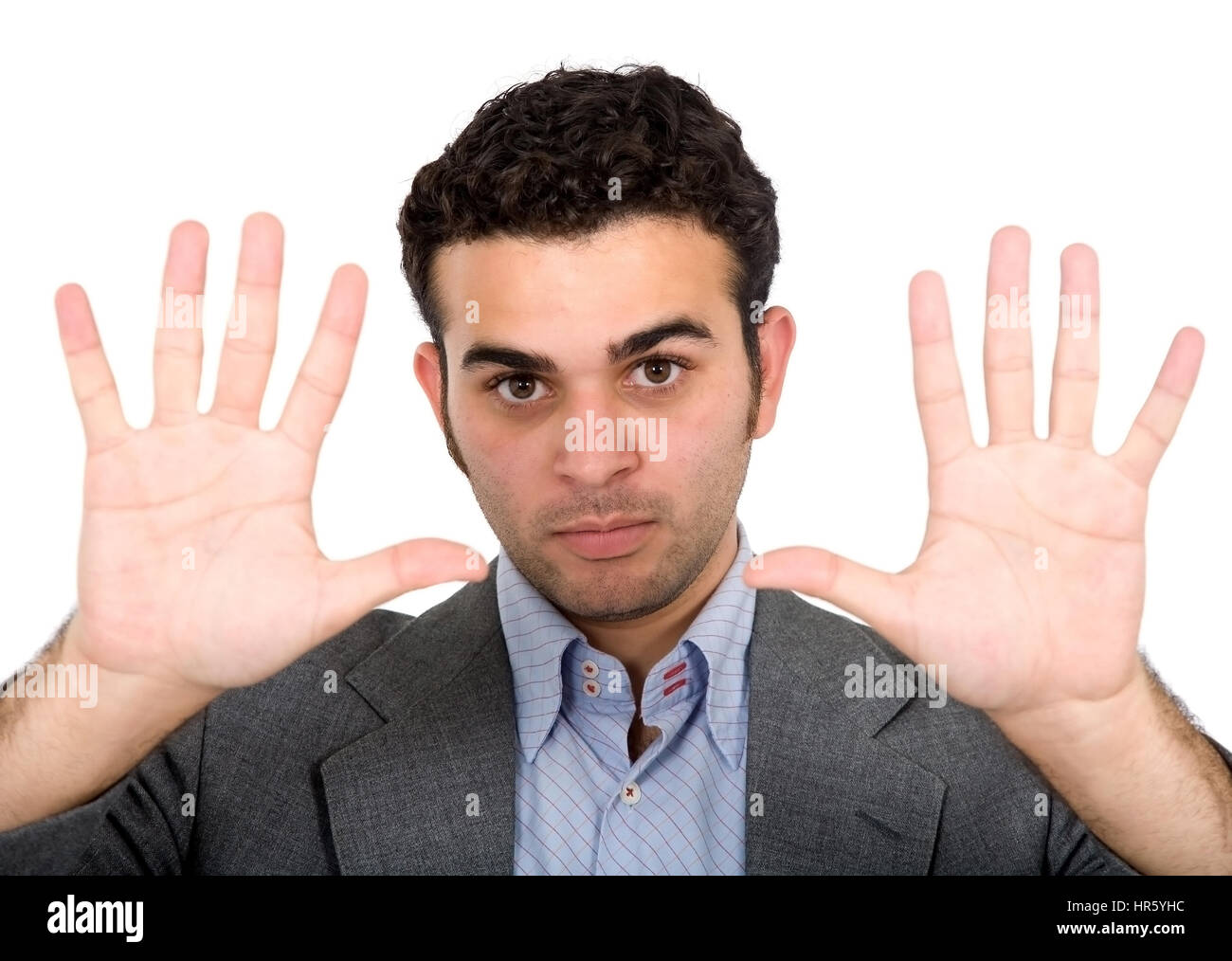 Business man showing his palms isolated over a white background Stock ...