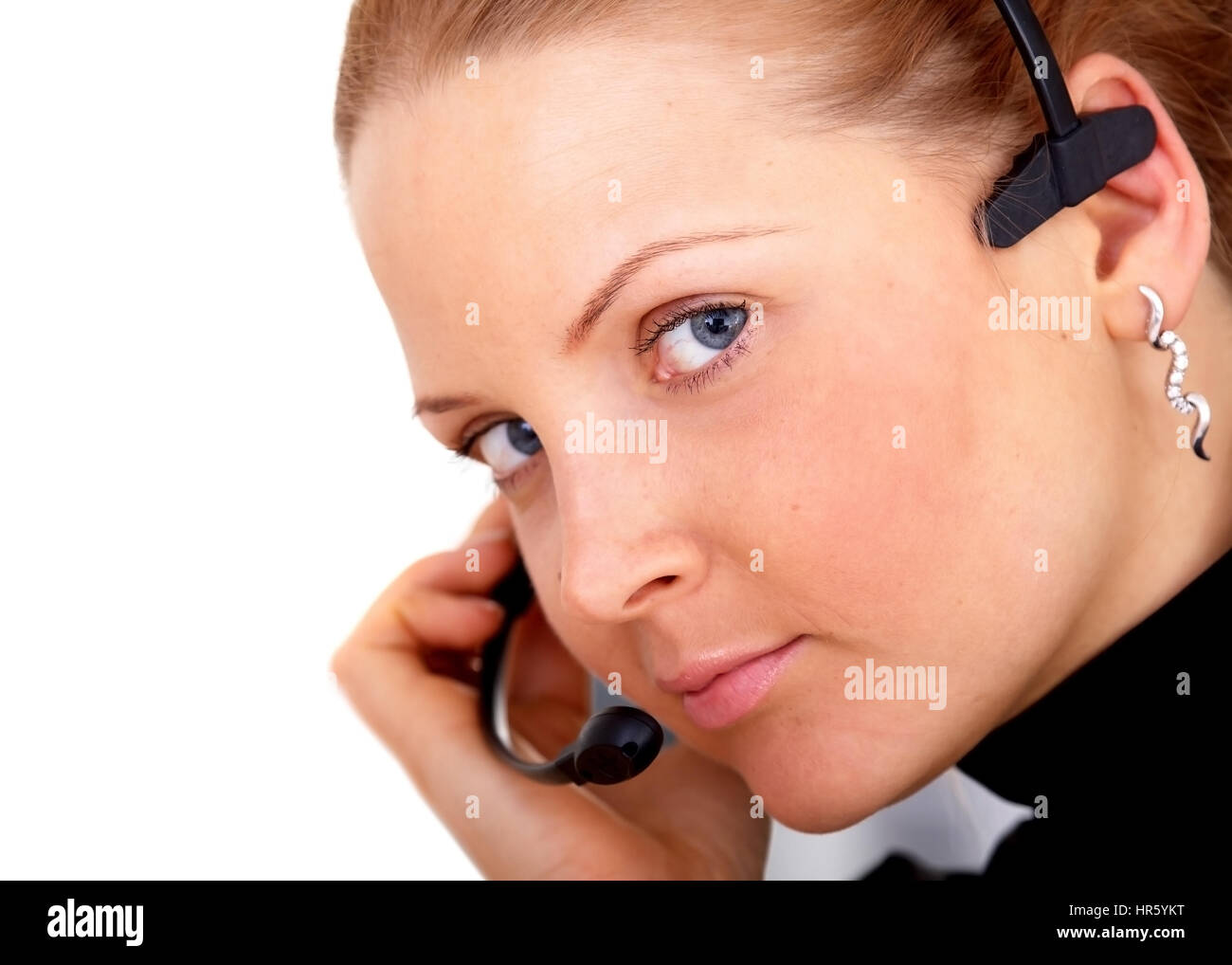 friendly customer service woman smiling isolated over a white ...