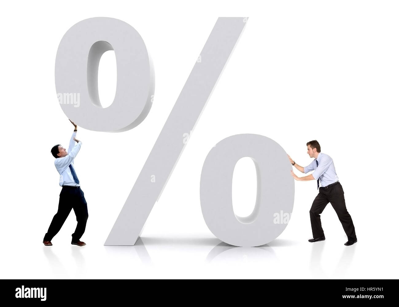 business men with a percentage sign isolated over a white background ...