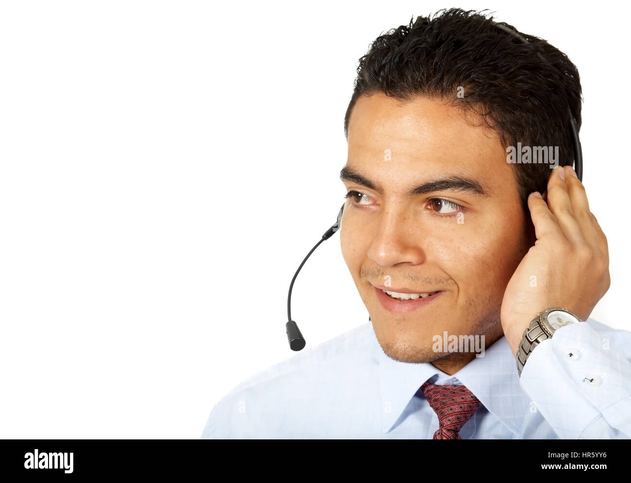 customer service representative man smiling isolated over a white ...