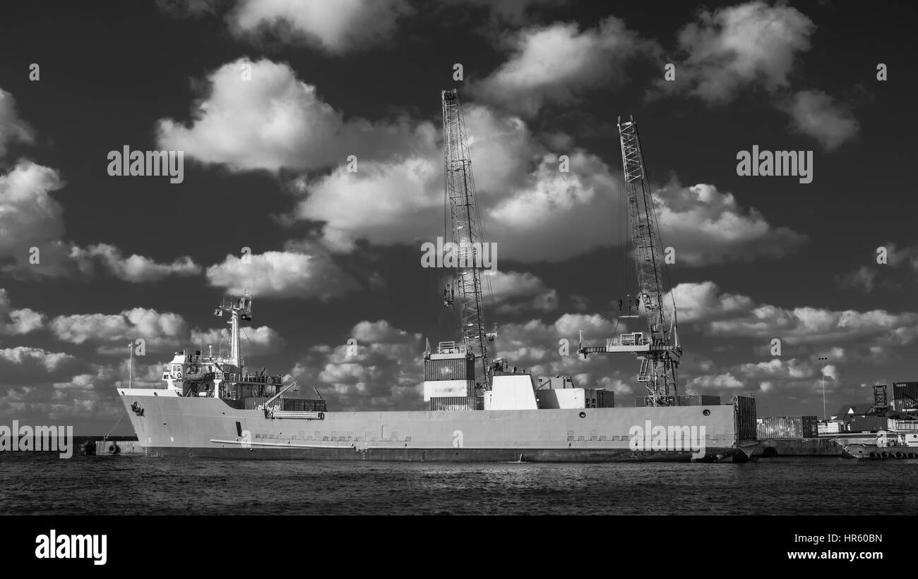 Freighter Ship moored In George Town Port, Grand Cayman, Cayman Islands ...