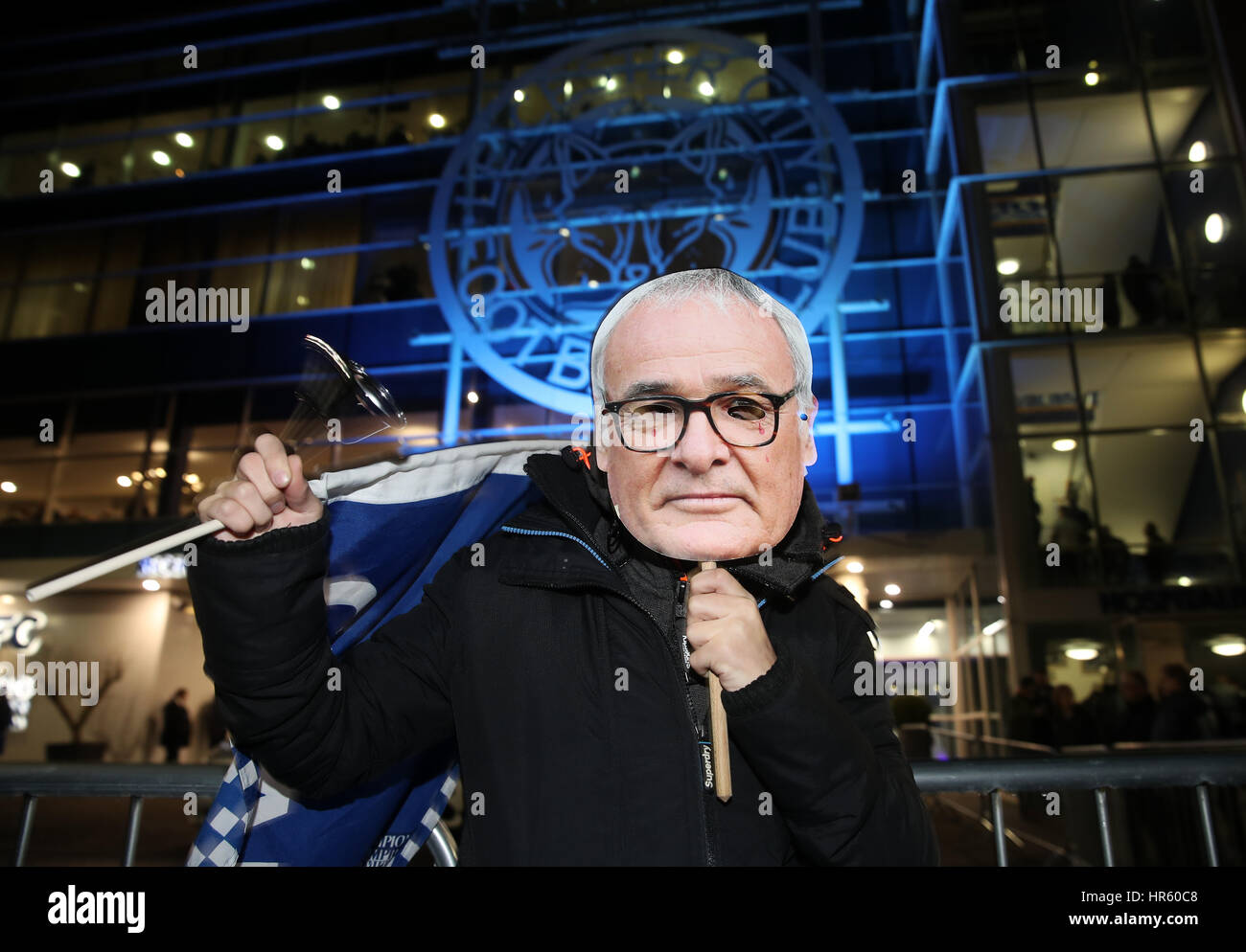 A fan with a Cluadio Ranieri mark before the Premier League match at ...