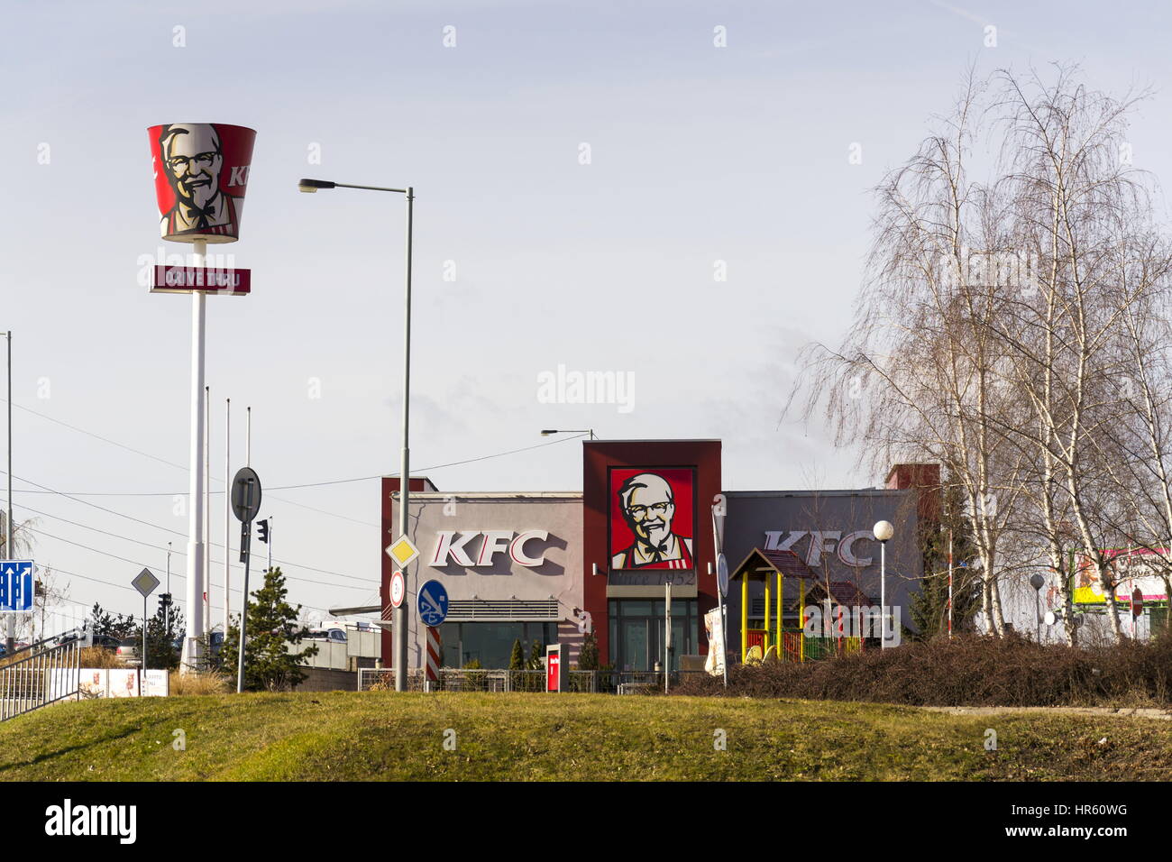 PRAGUE, CZECH REPUBLIC - FEBRUARY 25: KFC international fast food ...