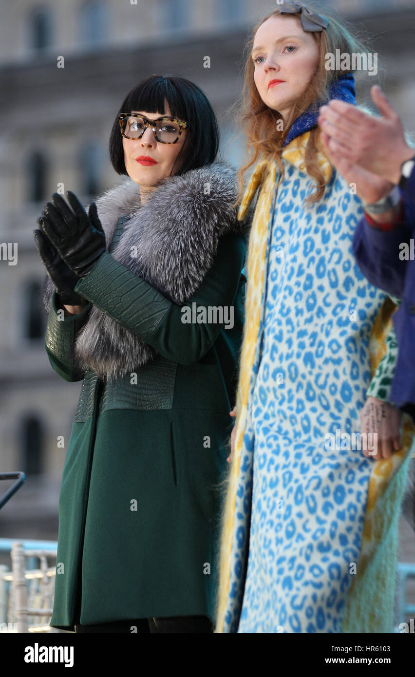 London, UK, 26, 02, 2017: Naomi Rapace and Lily Cole ( R ) attend a ...