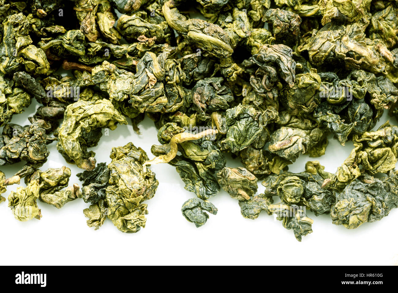 Closeup overhead image of loose tea leaves in a compressed form Stock ...