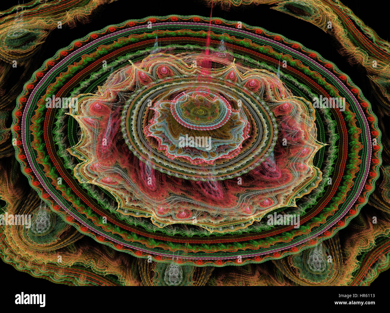 3D mandala. Abstract background. Isolated on black background Stock ...