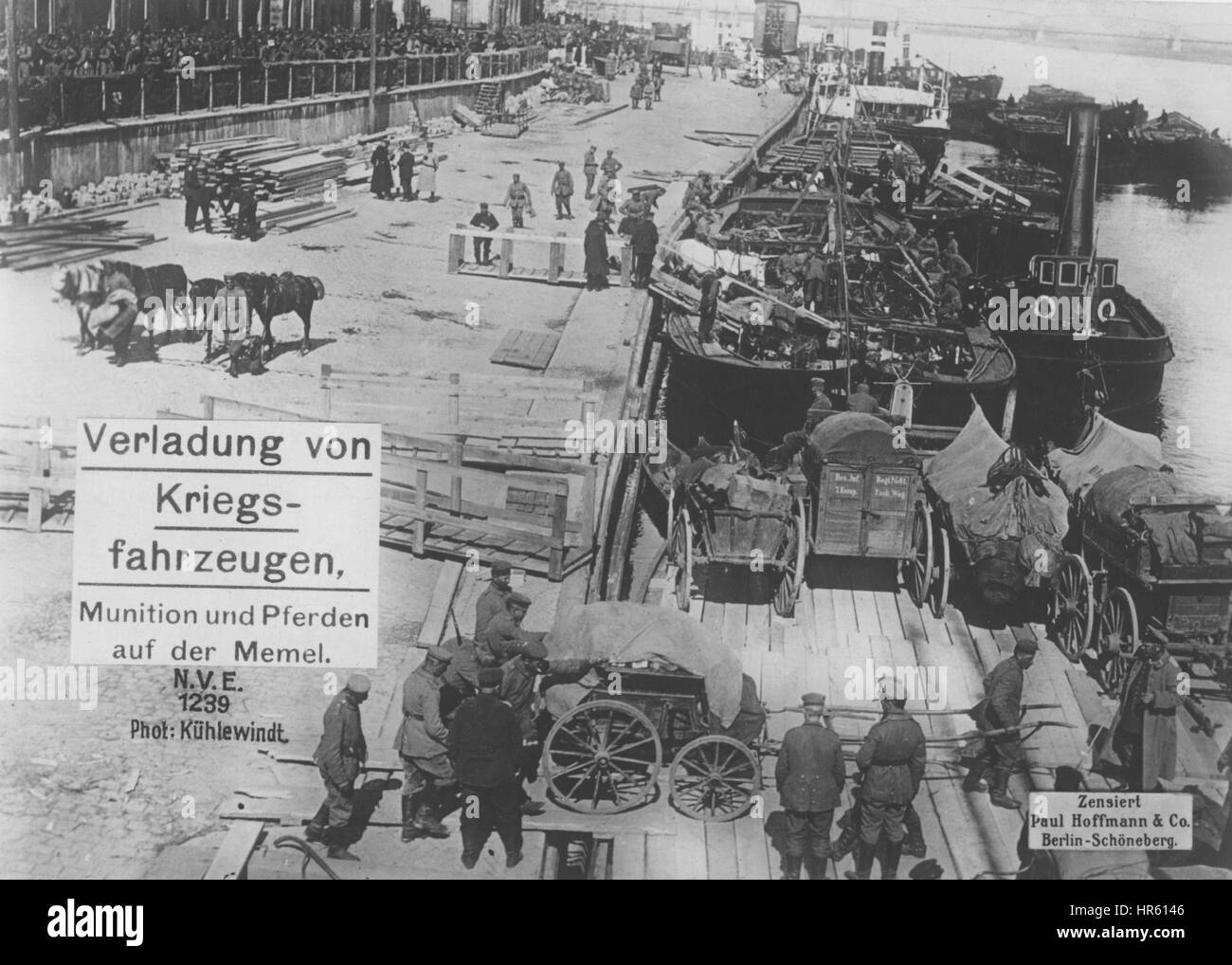 The German army loading ammunition and other weapons on army vehicles ...