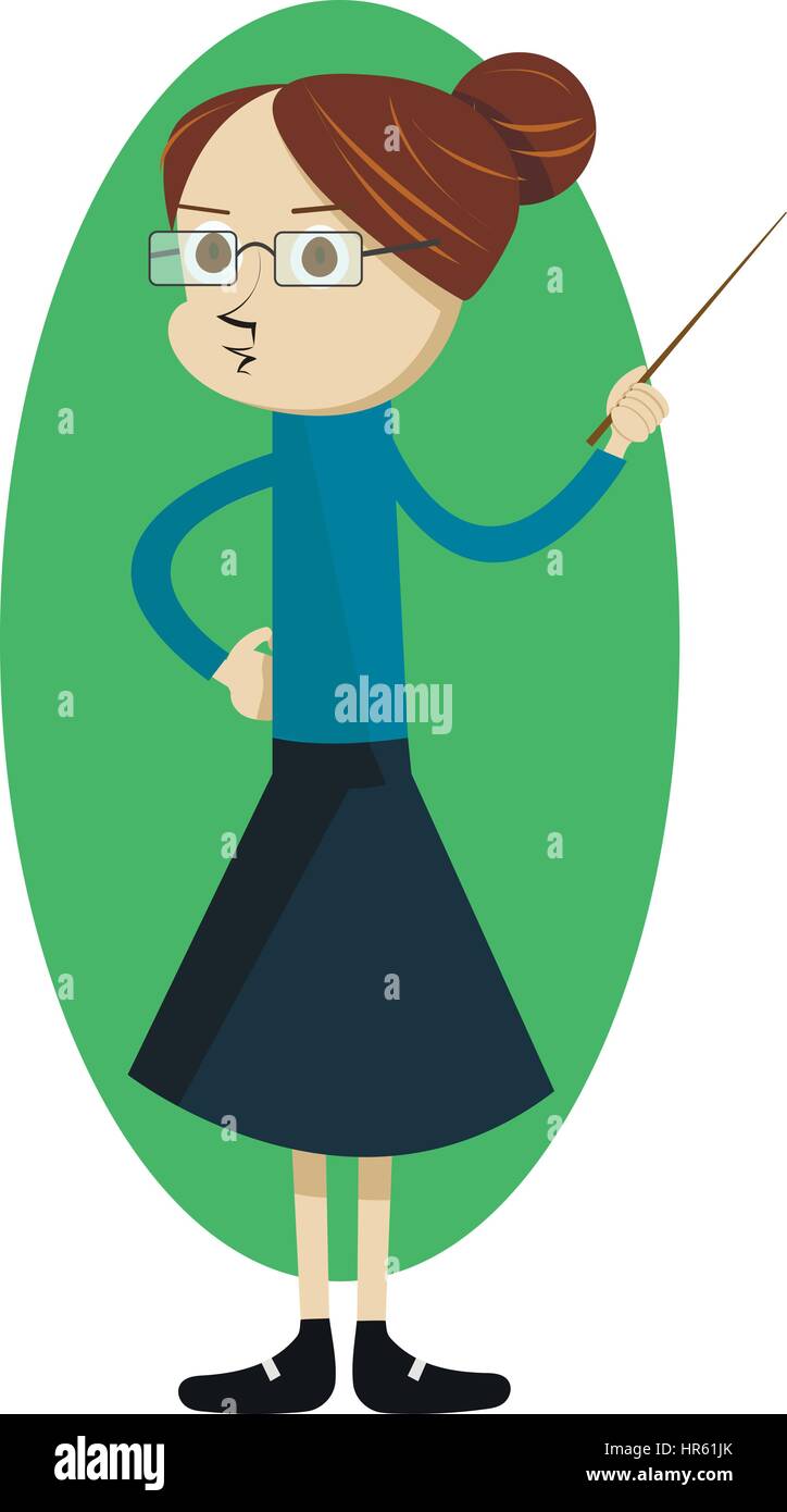 Vector Illustration With Woman Teacher Character With A Pointer Stock