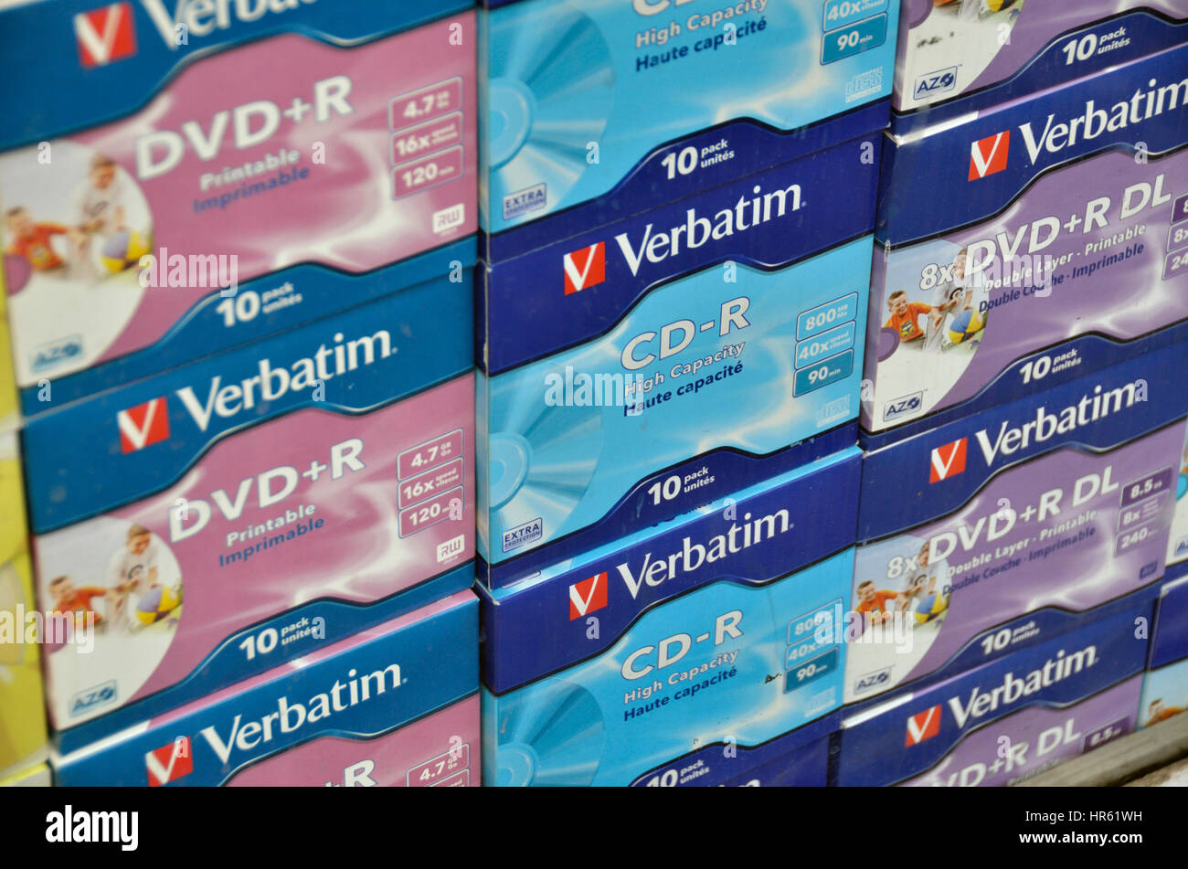 Packets of CD and DVD discs in shop window Stock Photo - Alamy