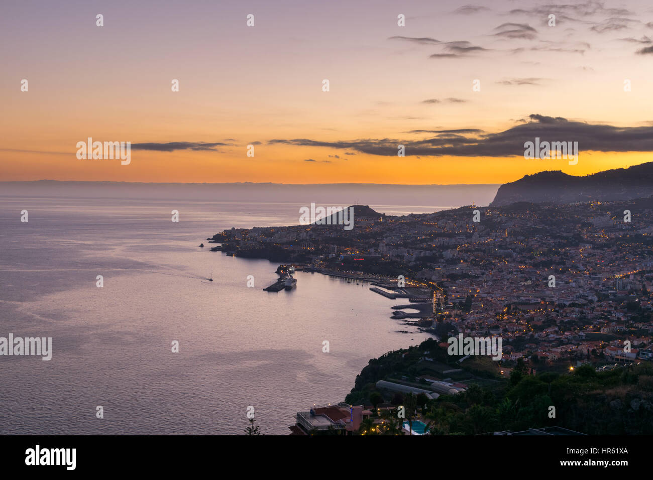 Funchal after Sunset, Funchal, Madeira, Portugal Europe Stock Photo - Alamy