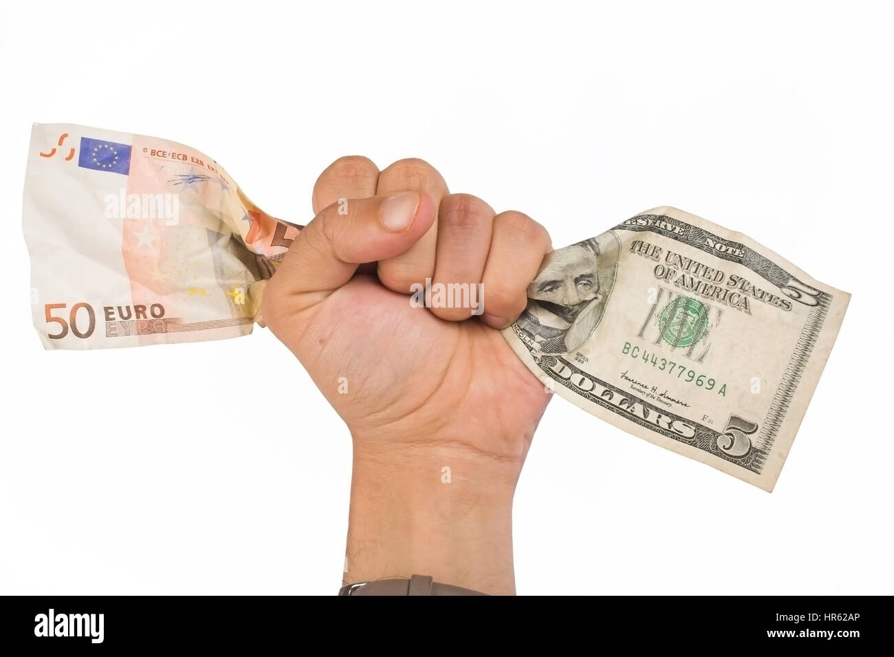 bank notes being held by a hand representing power and competition ...