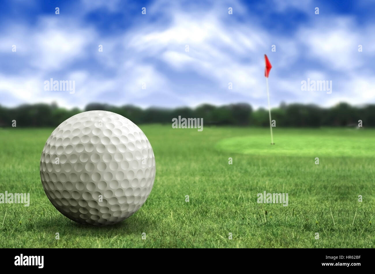 golf ball in a course with striking colours Stock Photo - Alamy