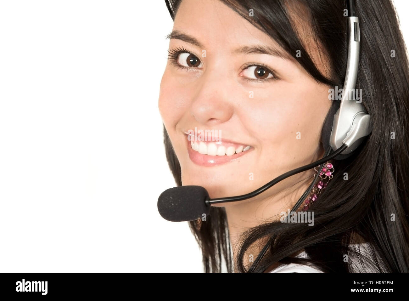 Beautiful Customer Support Girl over white Stock Photo - Alamy