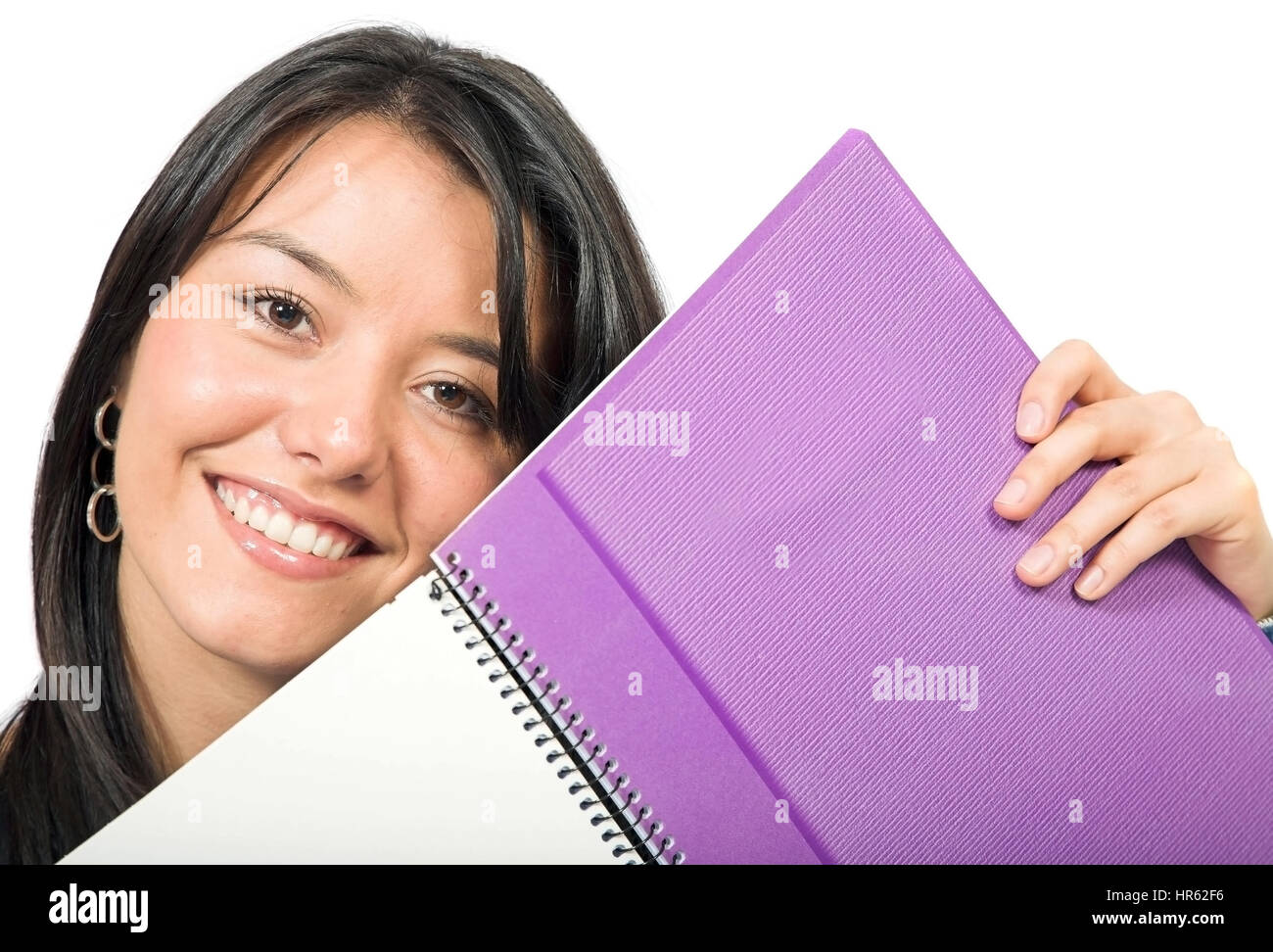 beautiful student with notebook over white Stock Photo - Alamy
