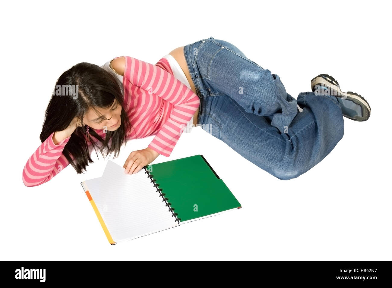 girl studying on the floor over white Stock Photo - Alamy