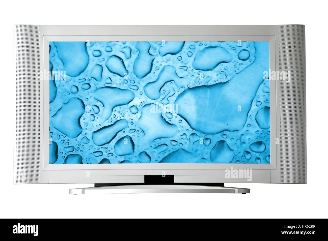 widescreen television over a white background featuring a photo of ...