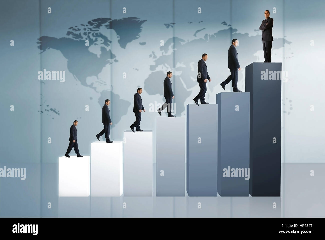 business man climbing to a graph showing his growth and success Stock ...