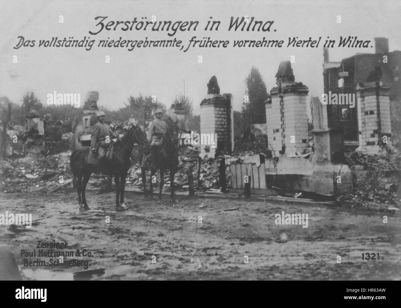 Burned down ruins of the capital of Lithuania, Vilnius, during World ...