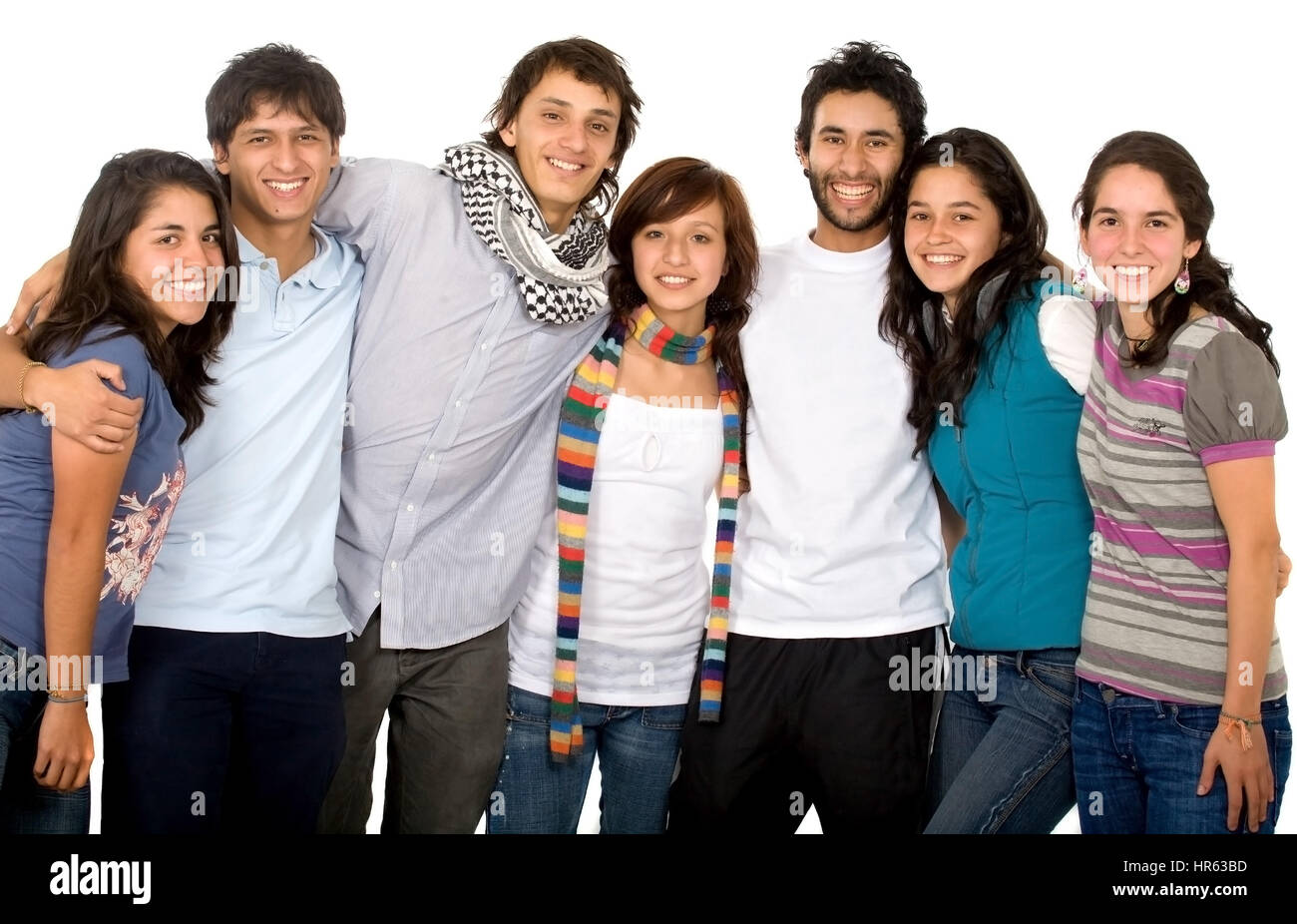 group of happy friends portrait where all look happy and smiling Stock ...