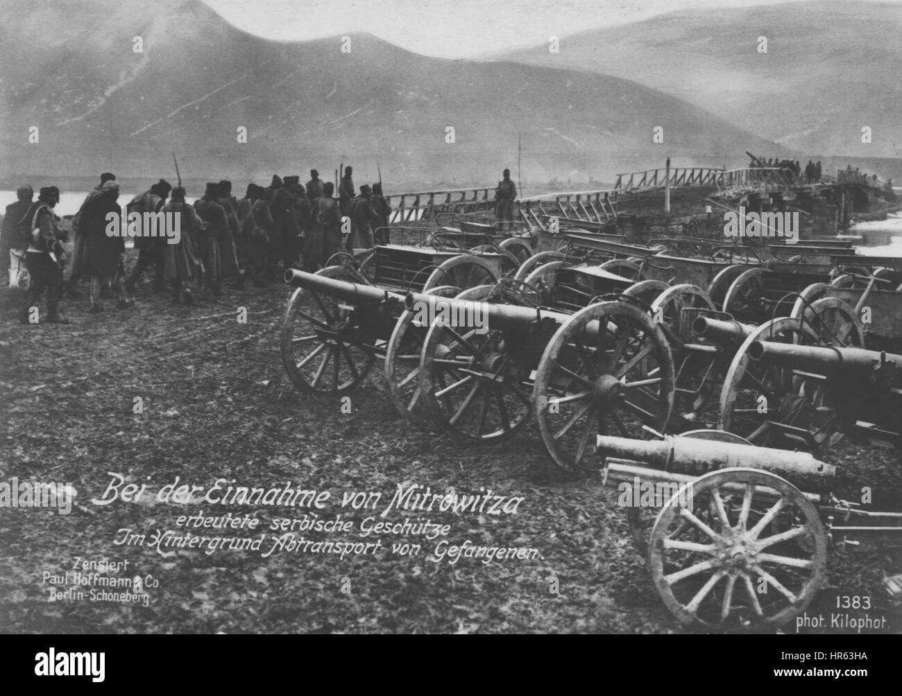 German World War I photographic postcard depicting captured Serbian ...