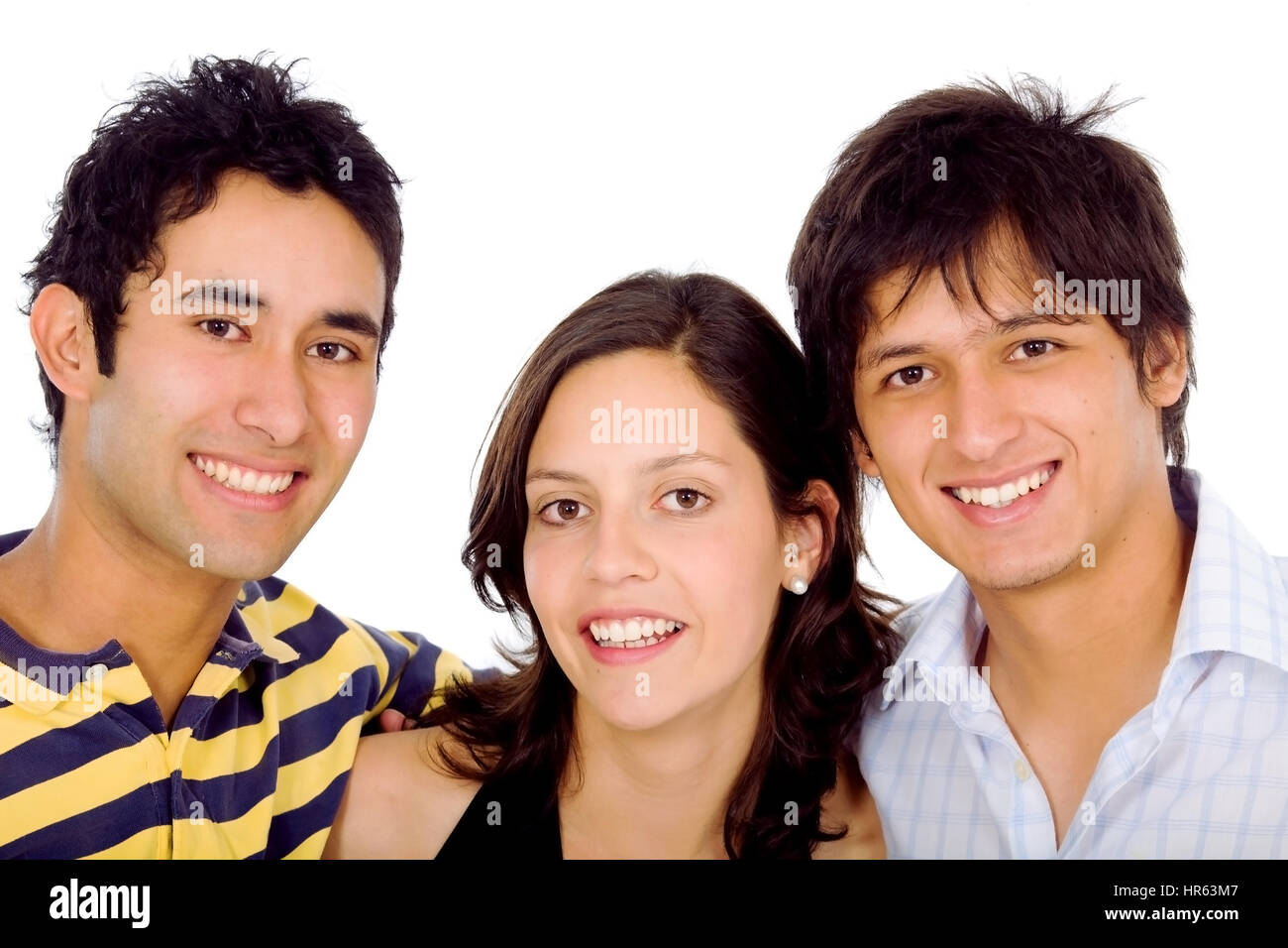 group of friends portrait smiling - isolated over a white background ...