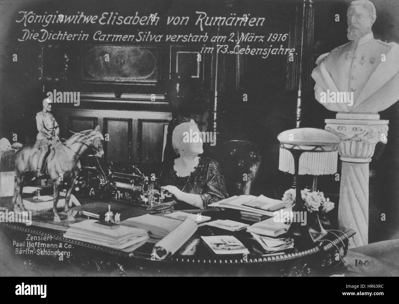 German World War I photographic postcard commemorating Queen Elizabeth ...