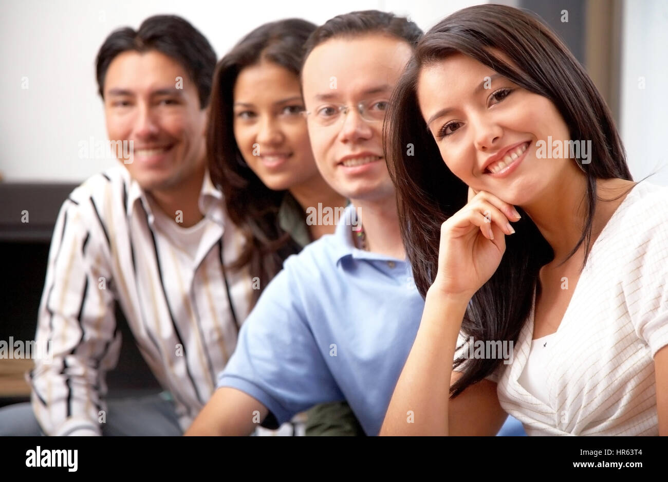 group of happy friends having fun at home Stock Photo - Alamy