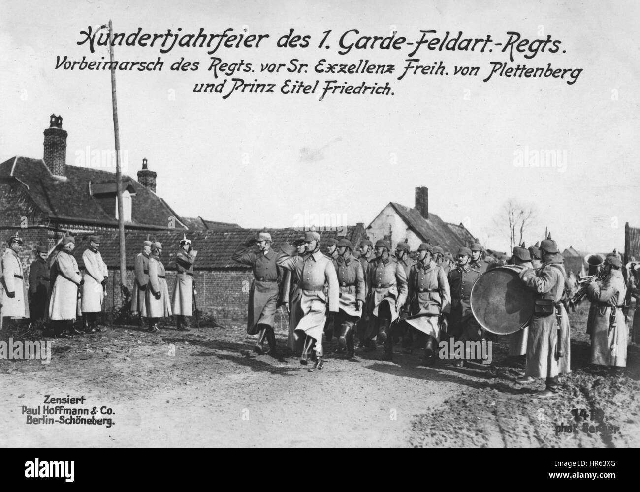 German World War I photographic postcard depicting regiments before ...