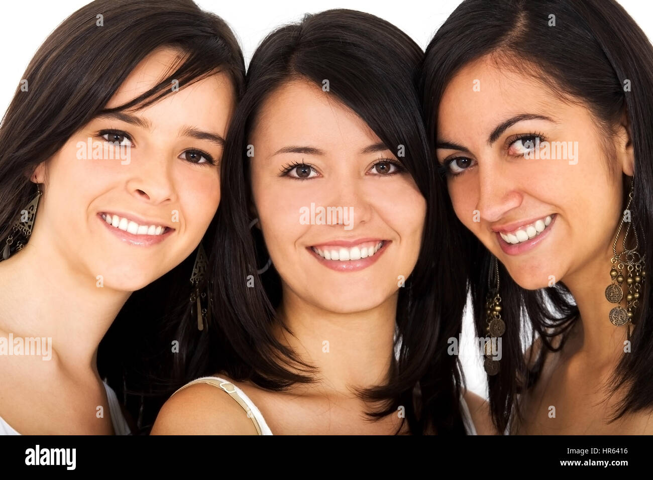happy friends faces smiling isolated over a white background Stock ...