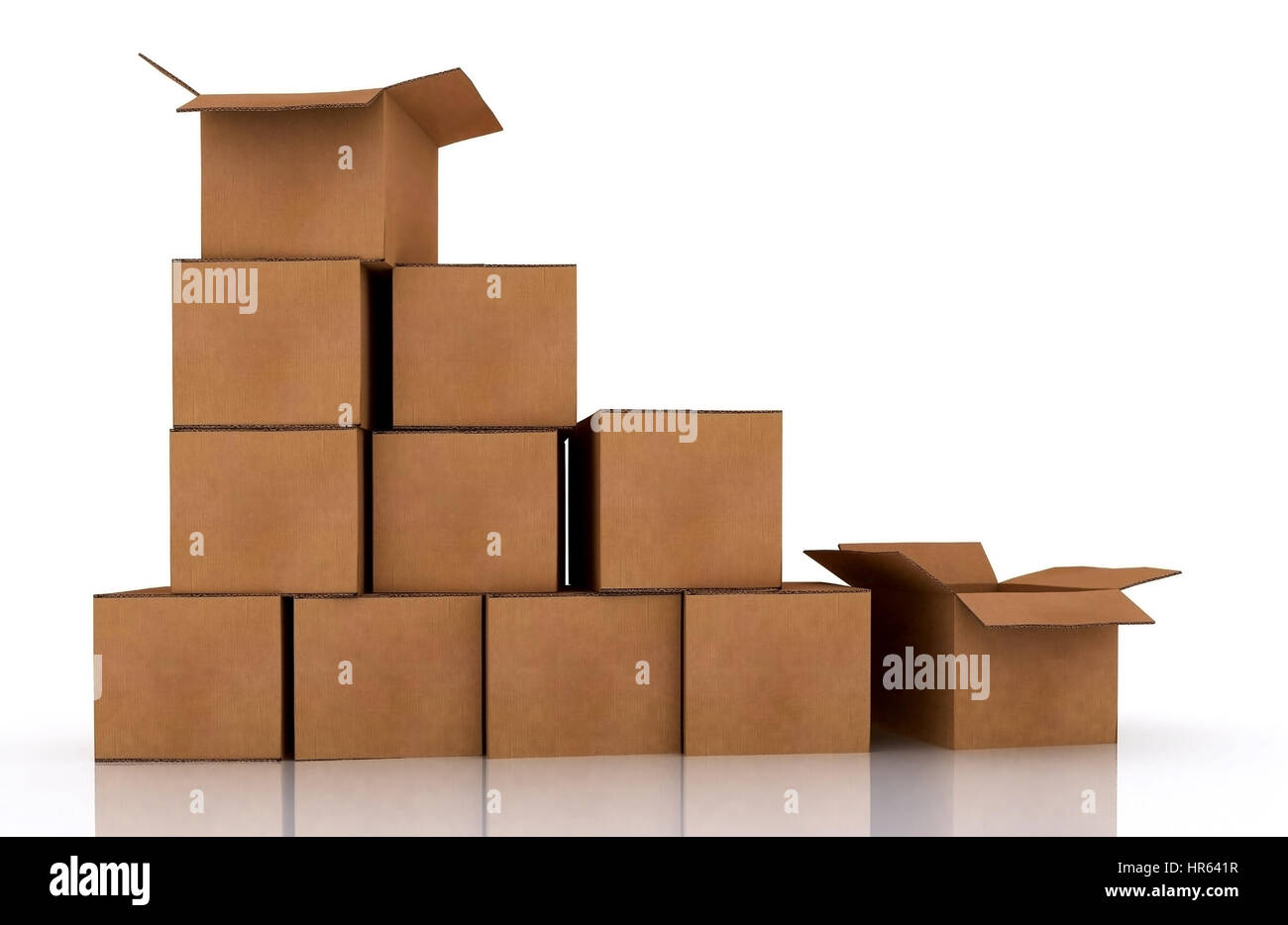 boxes stacked up solated over a white background Stock Photo - Alamy