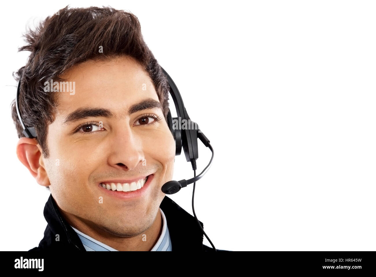 customer service representative man smiling isolated over a white ...