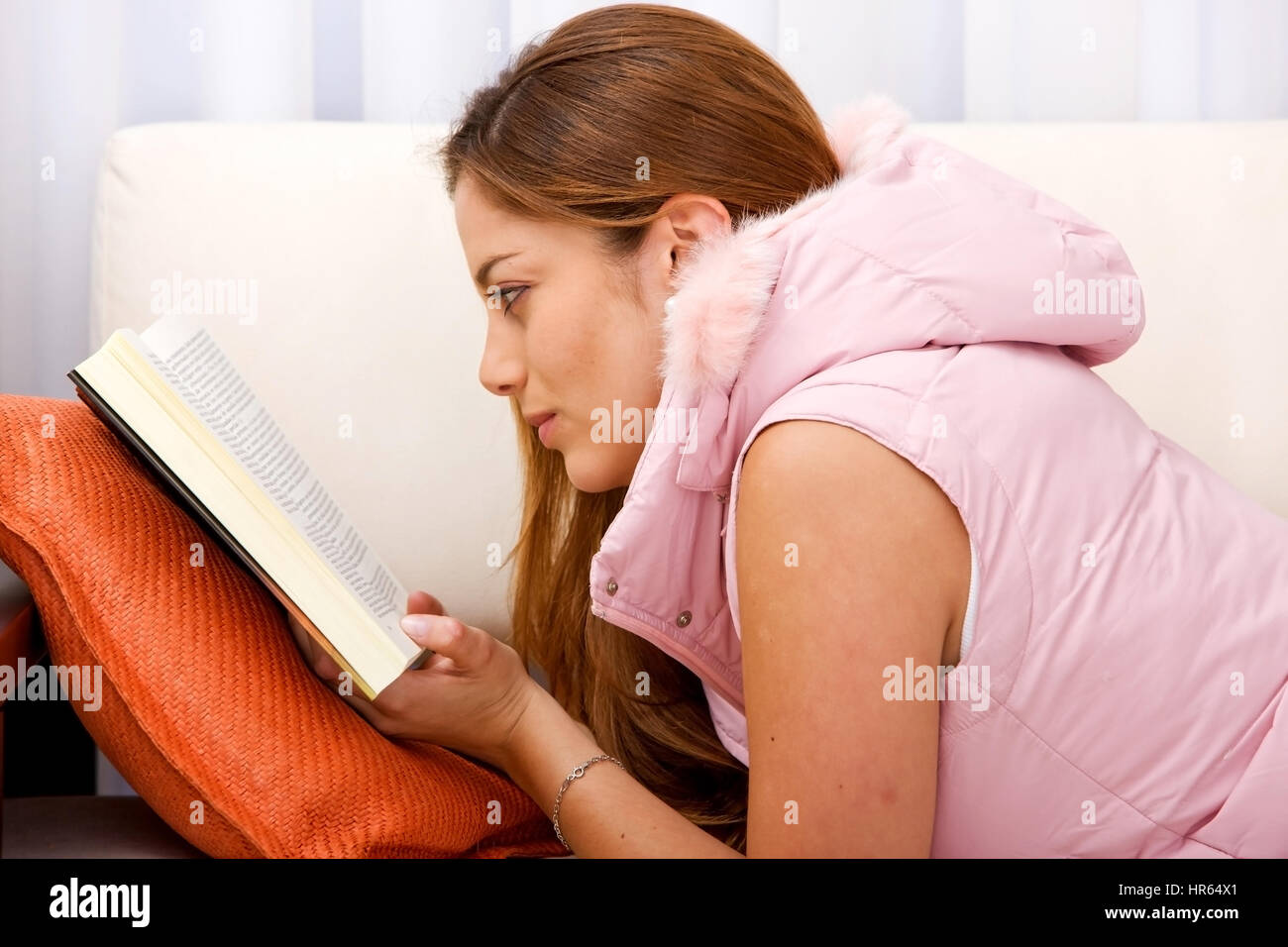 beautiful woman reading a book at home Stock Photo - Alamy