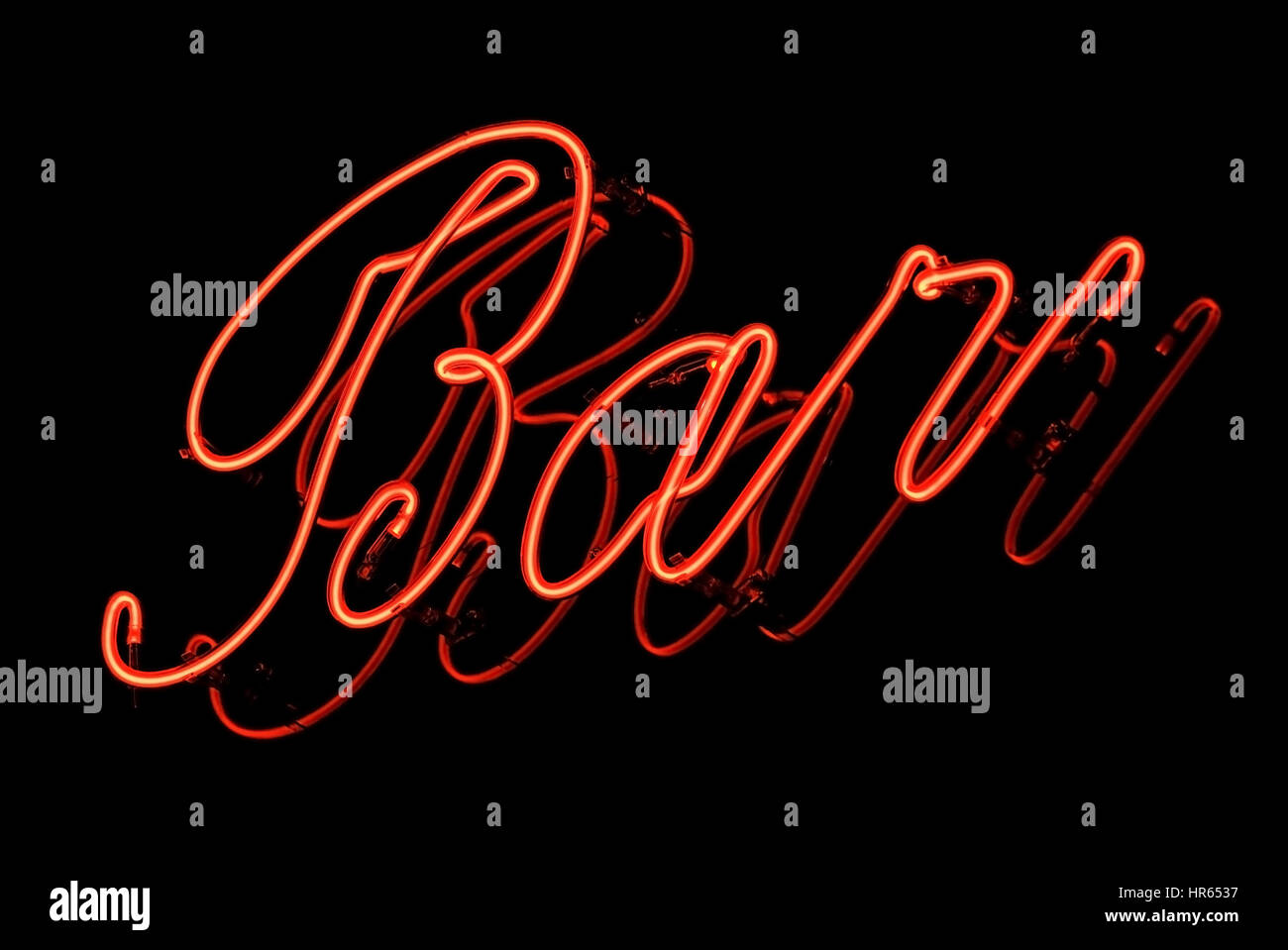 bar word in red neon letters over a black background Stock Photo - Alamy