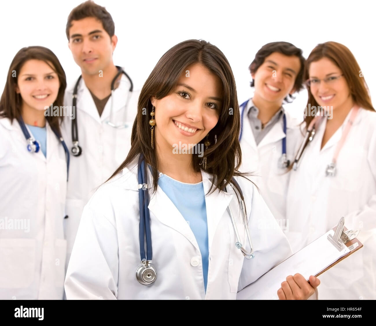 group of doctors standing isolated over a white background Stock Photo ...