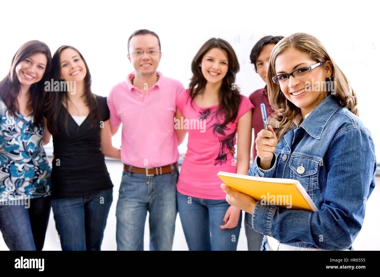 college or university students isolated on a white background Stock ...
