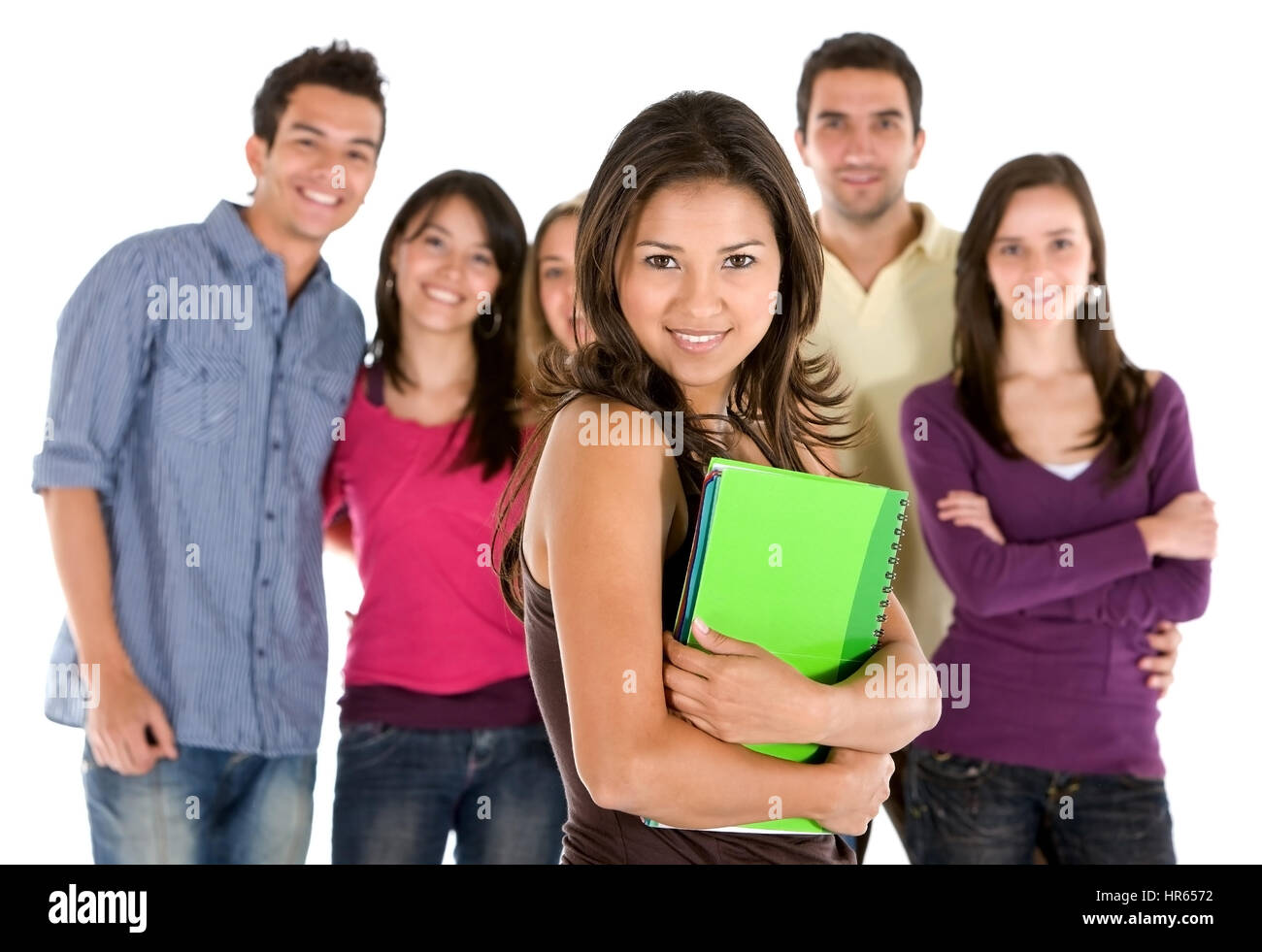 Casual group of students isolated over a white background Stock Photo ...