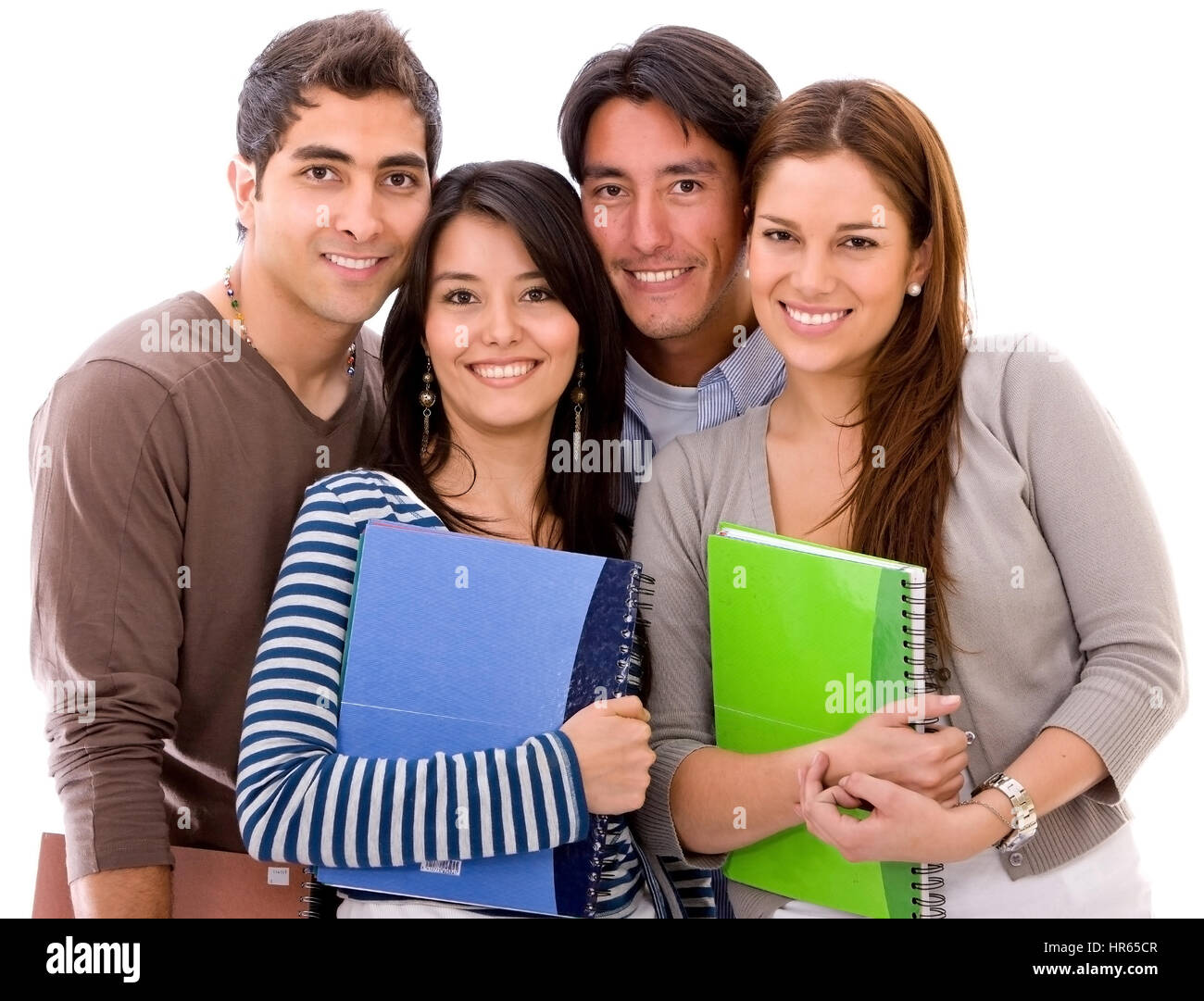 group of students smiling isolated over a white background Stock Photo ...