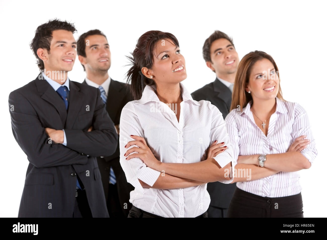 Business team looking up isolated over a white background Stock Photo ...