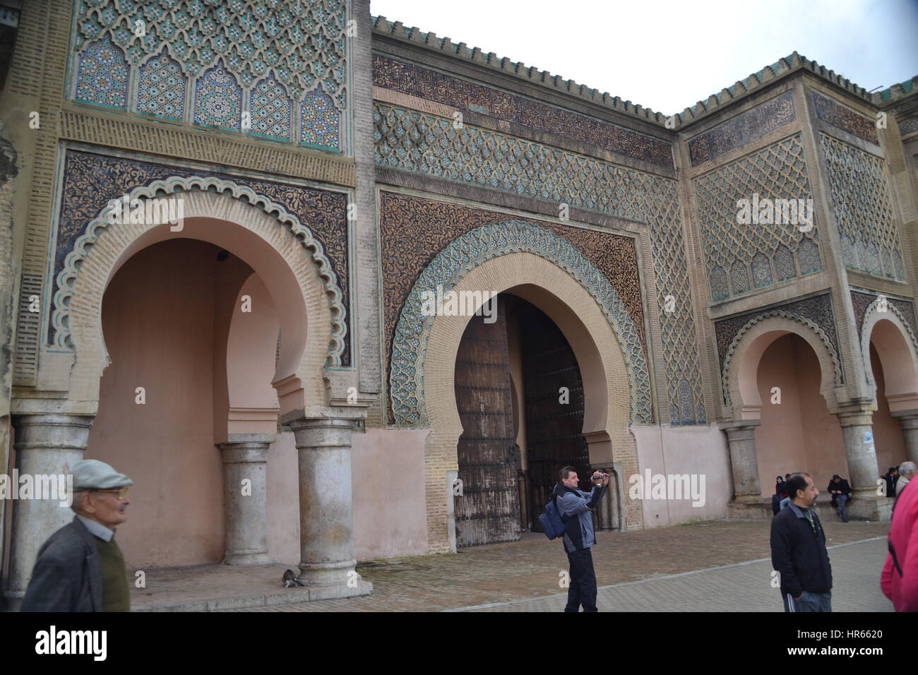 Colorful Lahdim Square in Meknes, Morocco was designed by Sultan Moulay ...
