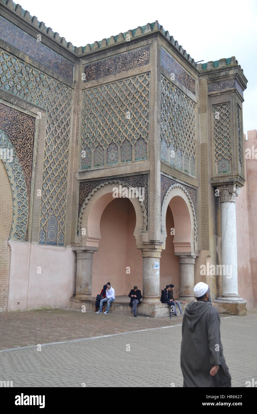 Colorful Lahdim Square in Meknes, Morocco was designed by Sultan Moulay ...