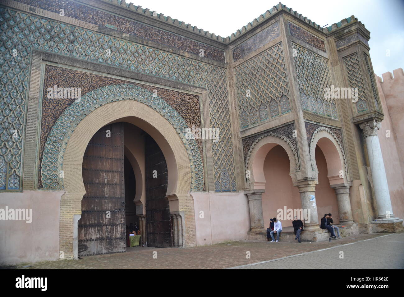 Colorful Lahdim Square in Meknes, Morocco was designed by Sultan Moulay ...