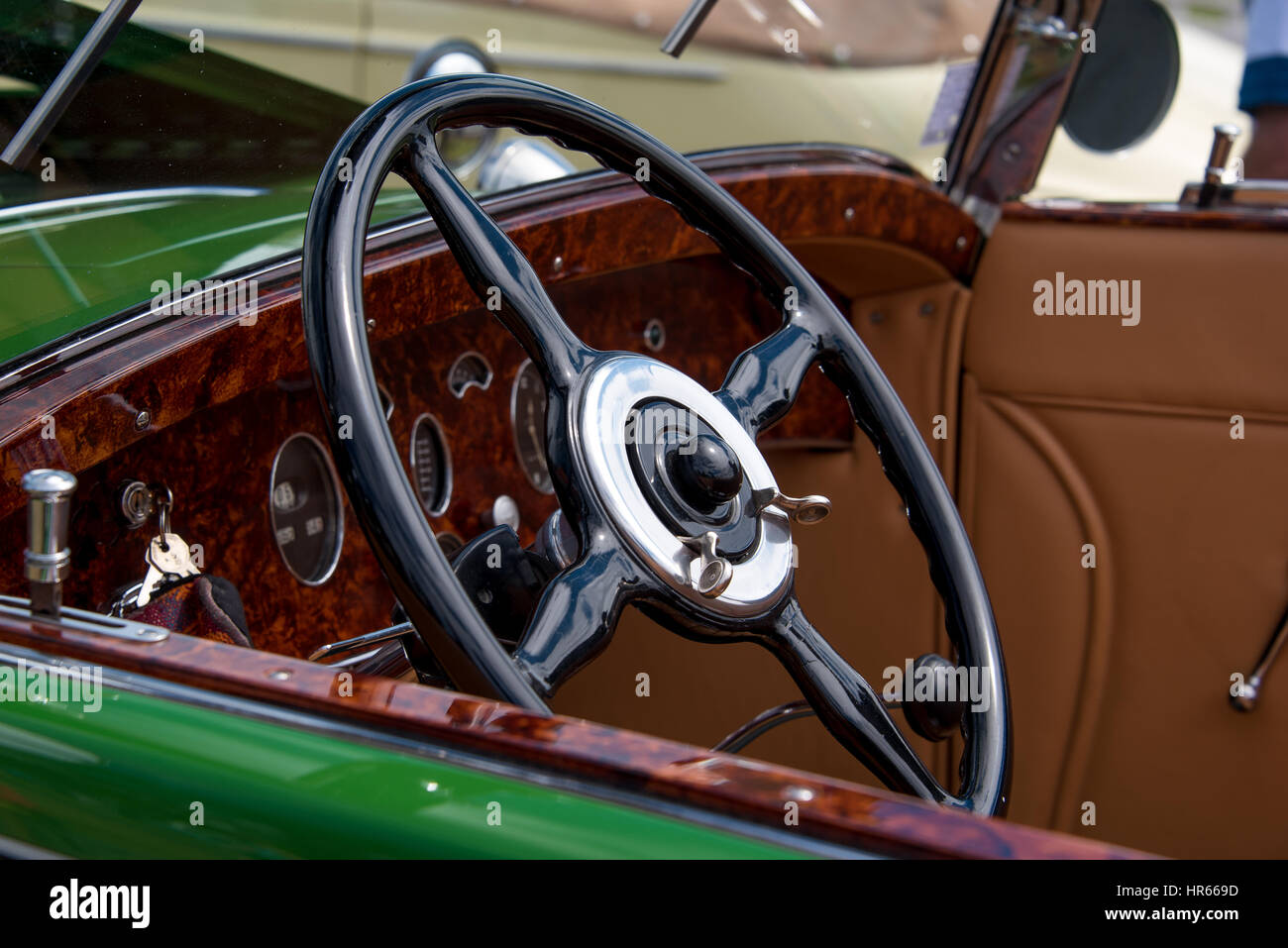 Packard vintage car steering wheel and dashboard. Ellerslie Classic Car ...