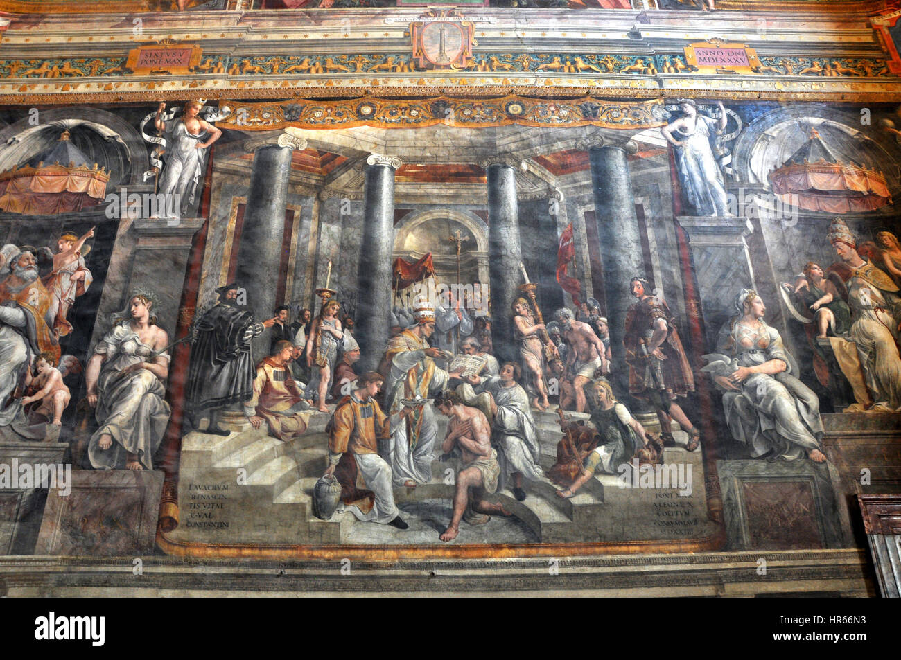 VATICAN CITY, ITALY - MARCH 14, 2016: The paintings on the walls and ...