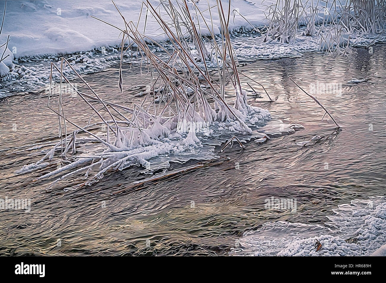 Fast icy river with water in motion Stock Photo - Alamy