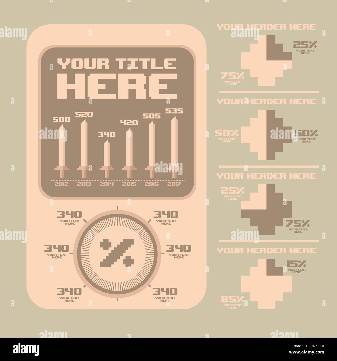 Retro Infographics Elements Pixel Art Stock Vector Image Art Alamy