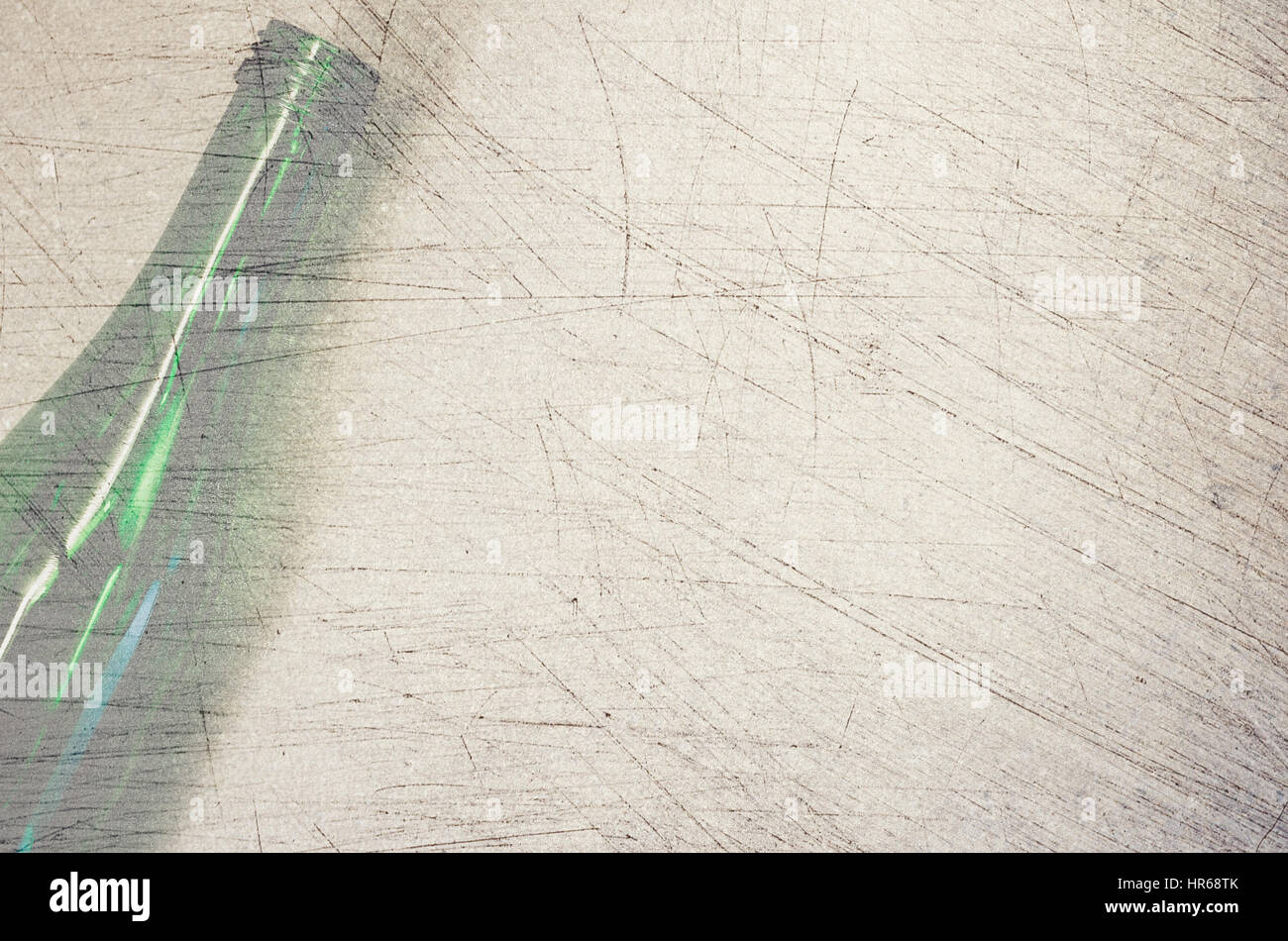 green bottle textured metal worktop scratched surface - copy space ...