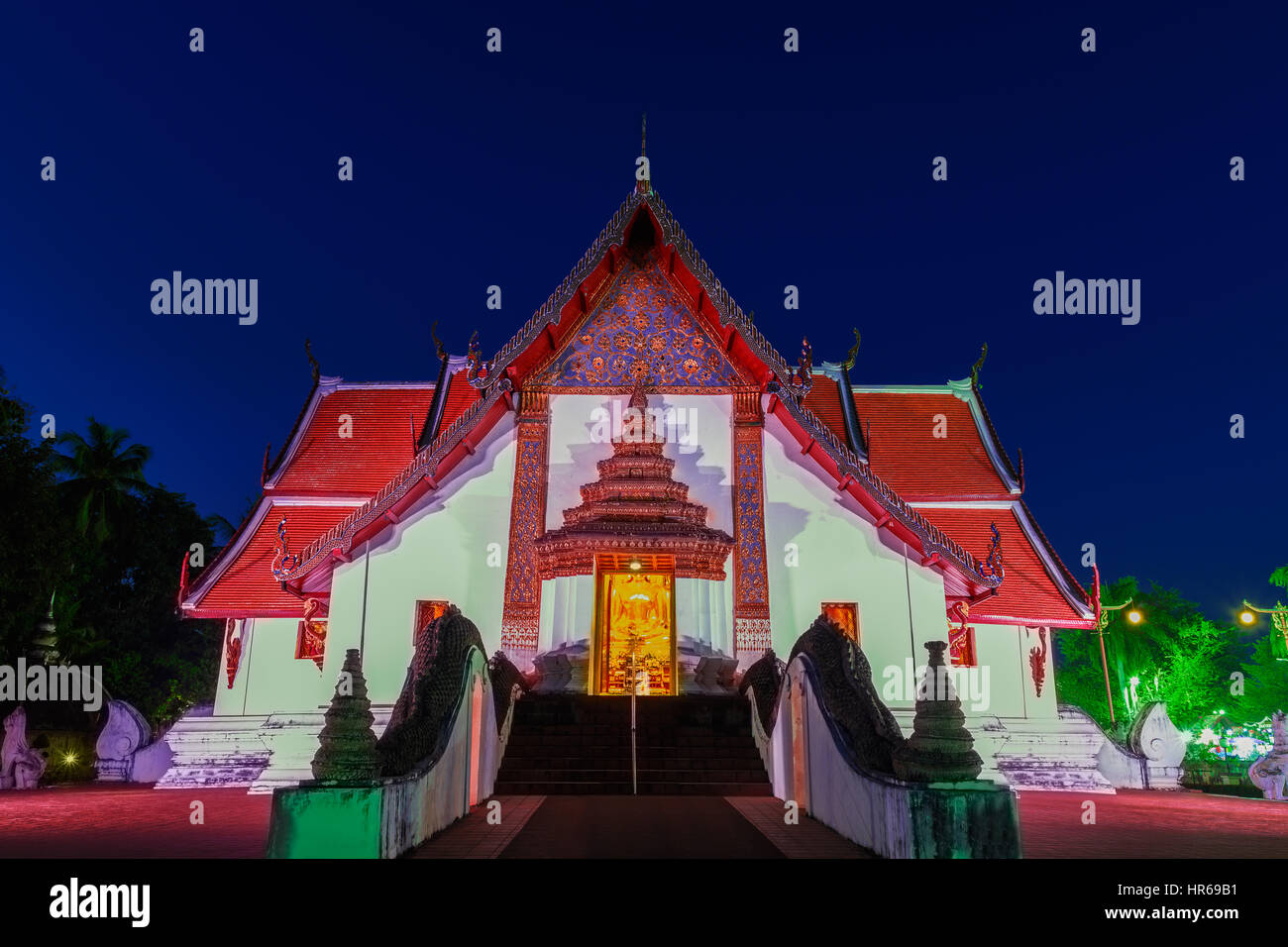 Wat Phumin temple landmark of Nan, Thailand in twilight time Stock ...
