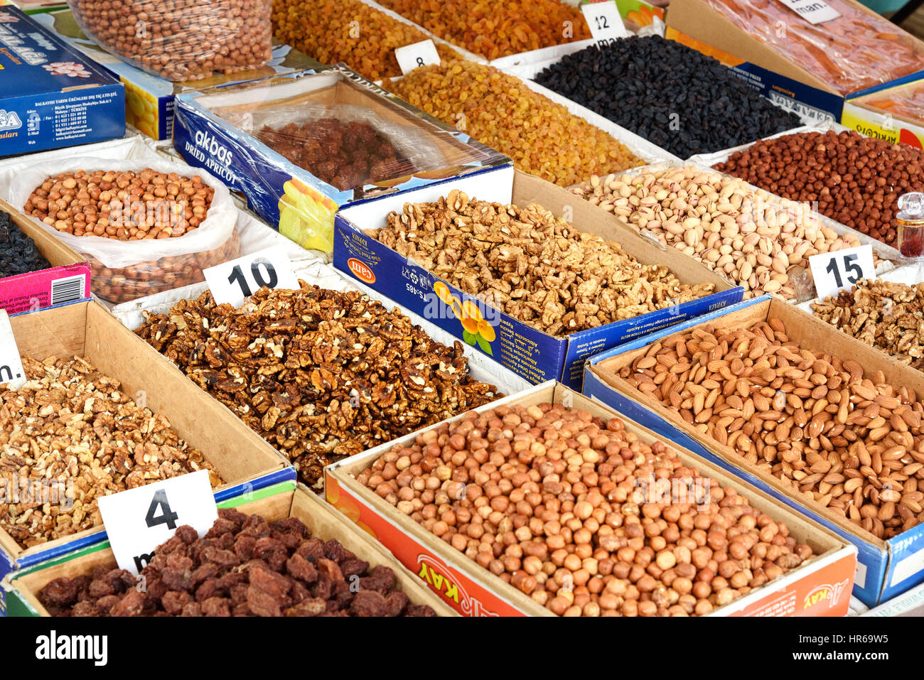 Sheki, Azerbaijan - September 13, 2016: Dried fruit and nuts at the ...